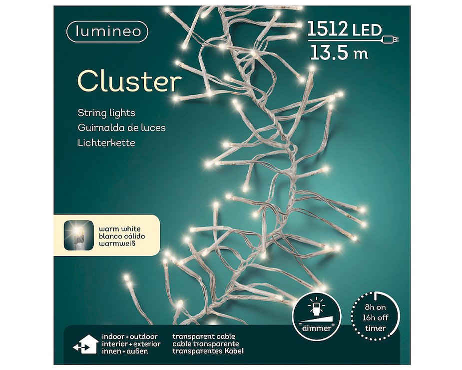 Kaemingk Lumineo Cluster Lichterkette 1512 LED warmweiß 14m transparent ...